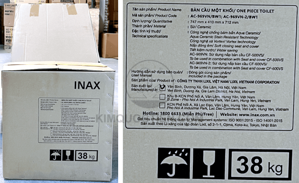 Bồn Cầu INAX AC-969VN (AC969VN) liền 1 khối Aqua Ceramic